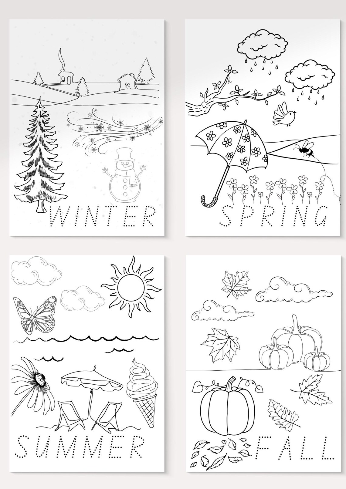 Seasons, Day and Night Worksheets - Etsy