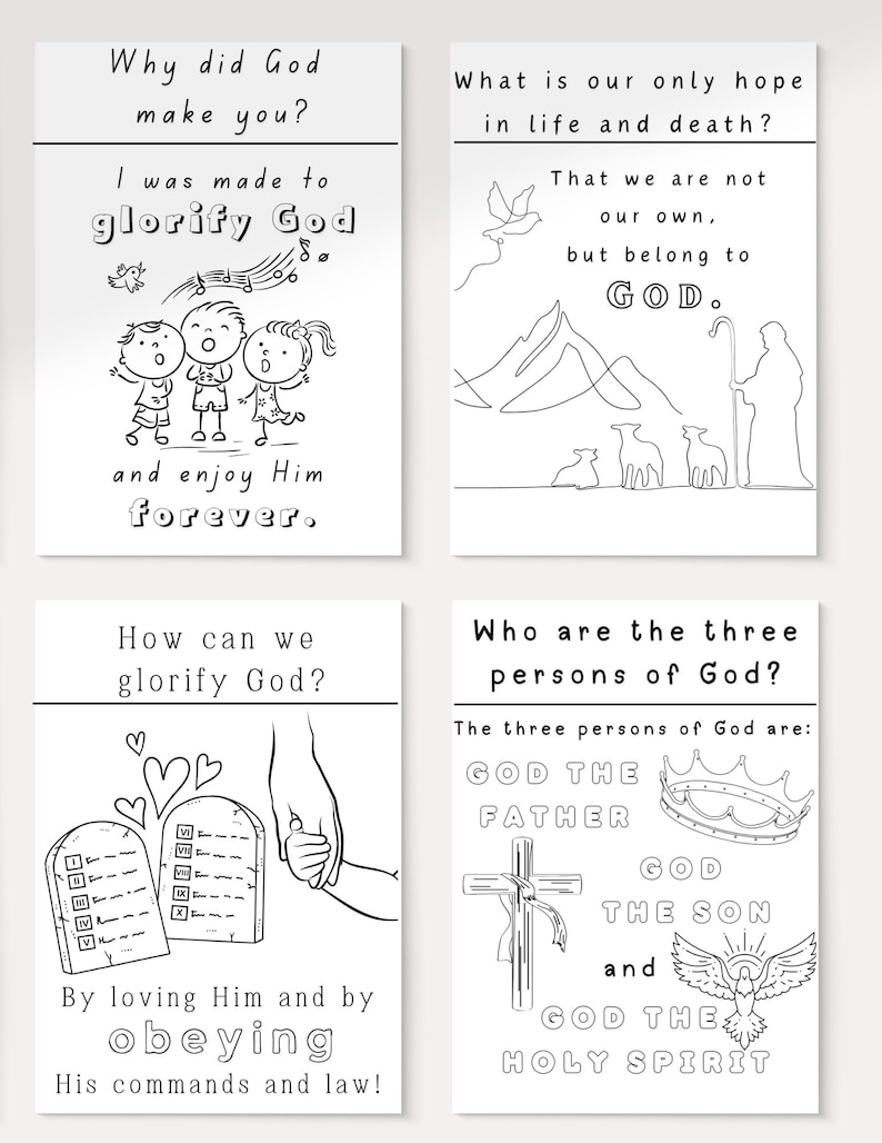 8 Catechism Coloring Sheets - Etsy