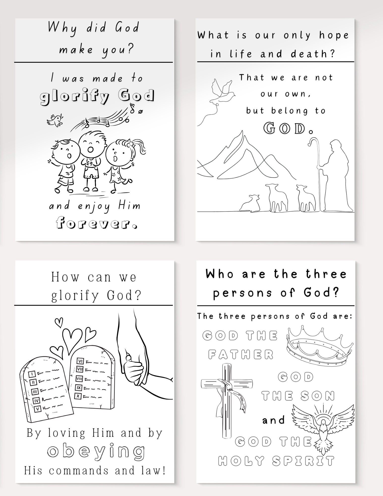 8 Catechism Coloring Sheets - Etsy