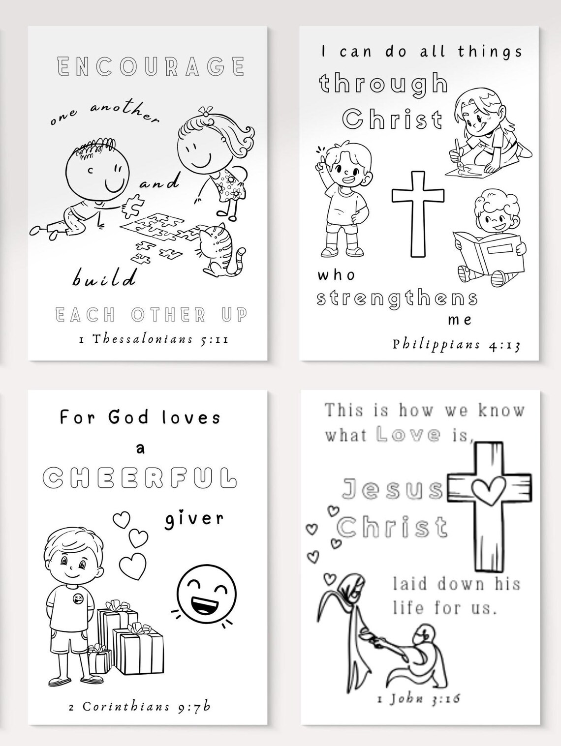8 Printable Bible Verse Coloring Sheets for Children - Etsy