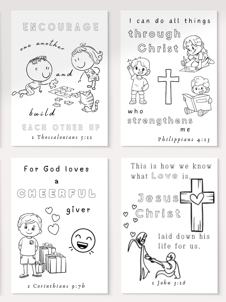 8 Printable Bible Verse Coloring Sheets for Children - Etsy
