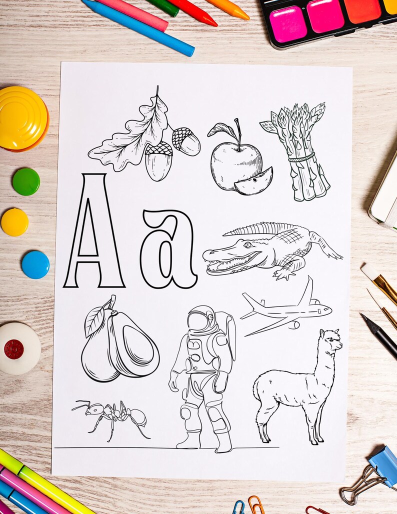 26 Page A-Z Alphabet Printable Coloring Sheets - Etsy