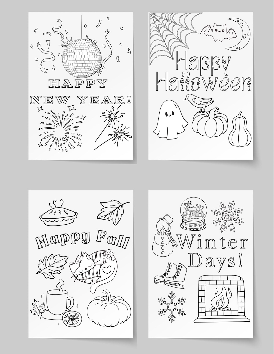 6 Printable Holiday Coloring Sheets - Etsy