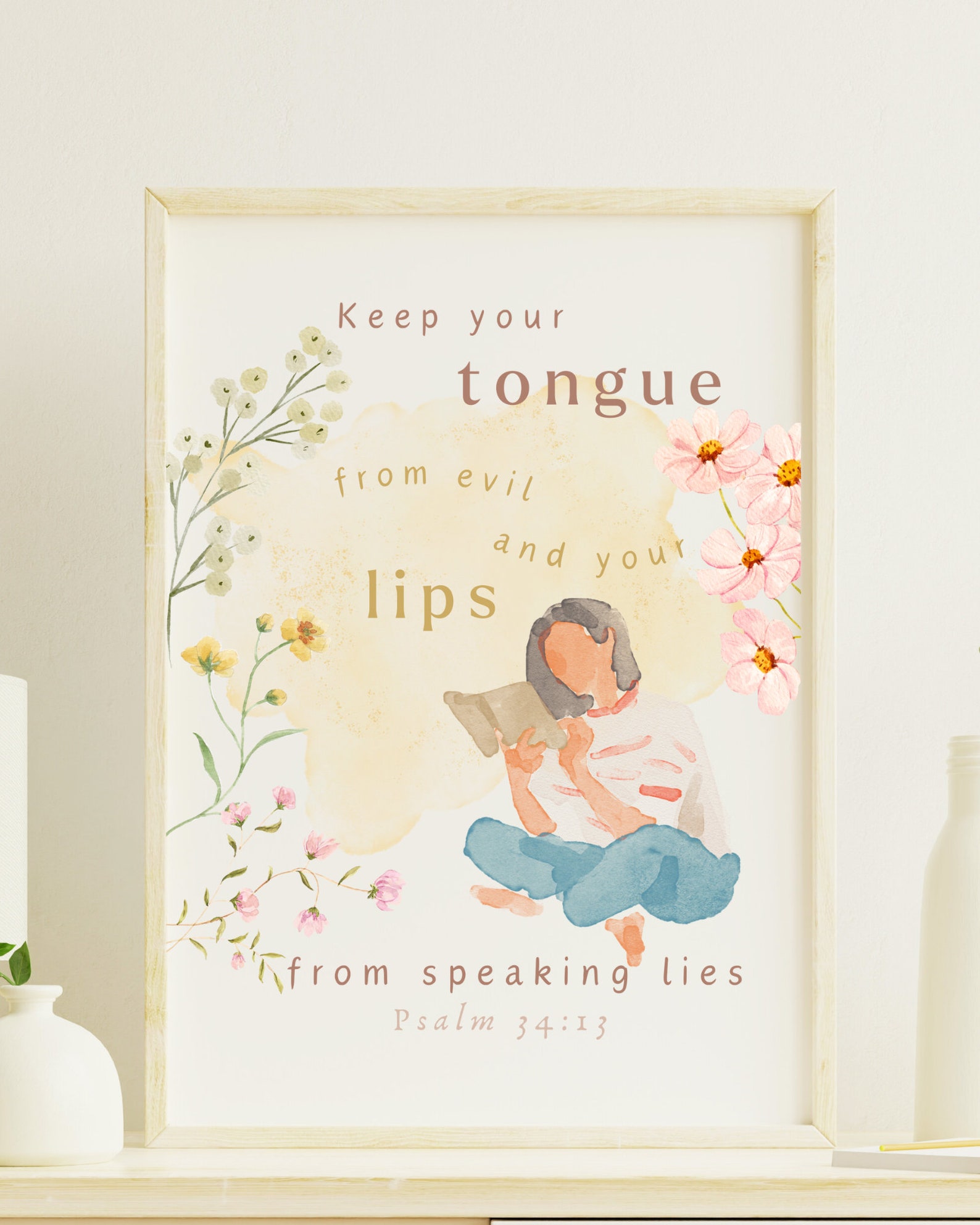 Printable Bible Verse Poster - Psalm 34:13 - Sized 16x20 - Etsy