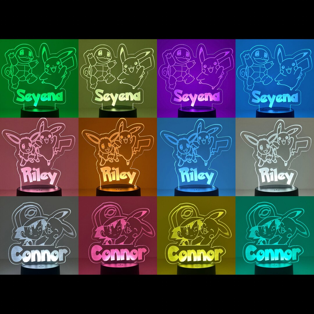 Any 2 Poke-mon Characters LED Nightlight Pokeman Decor - Etsy