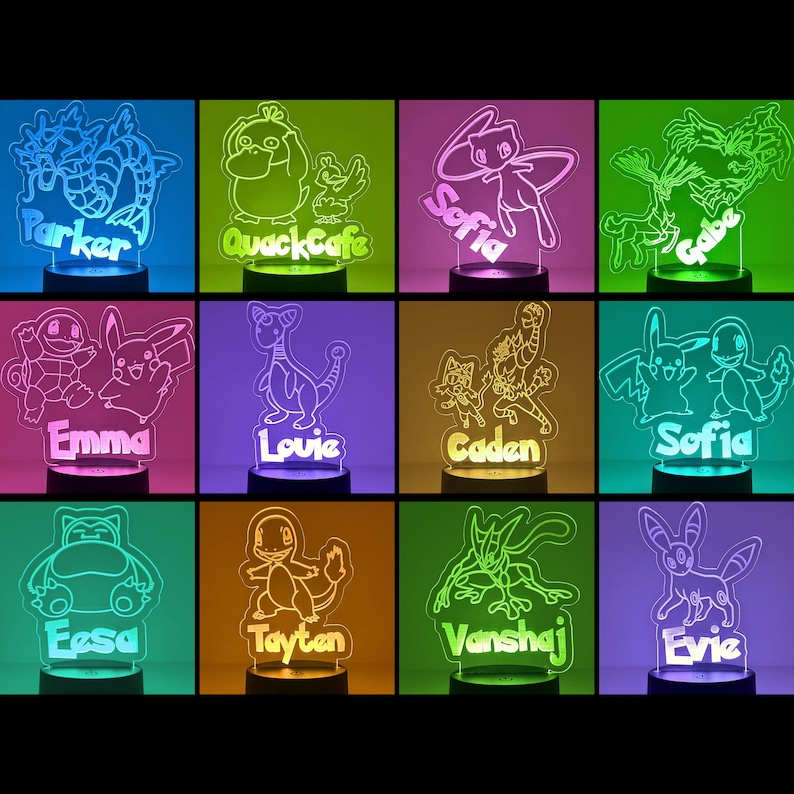 ANY Poke Character LED Nightlight, Poke Room Decor, Poke Gift, Custom ...