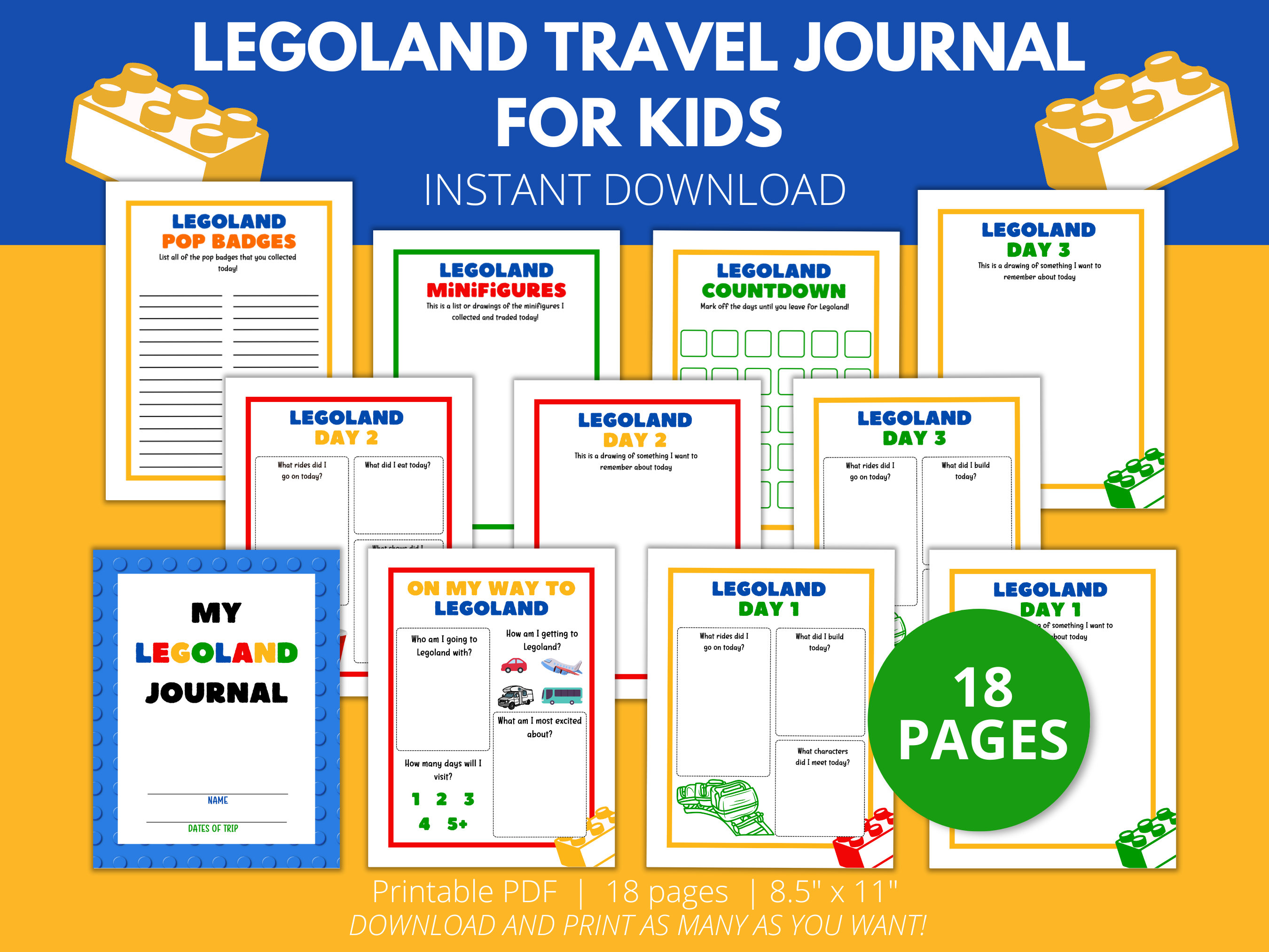 Legoland Travel Journal for Kids | Kids Travel Diary | Vacation Memory ...
