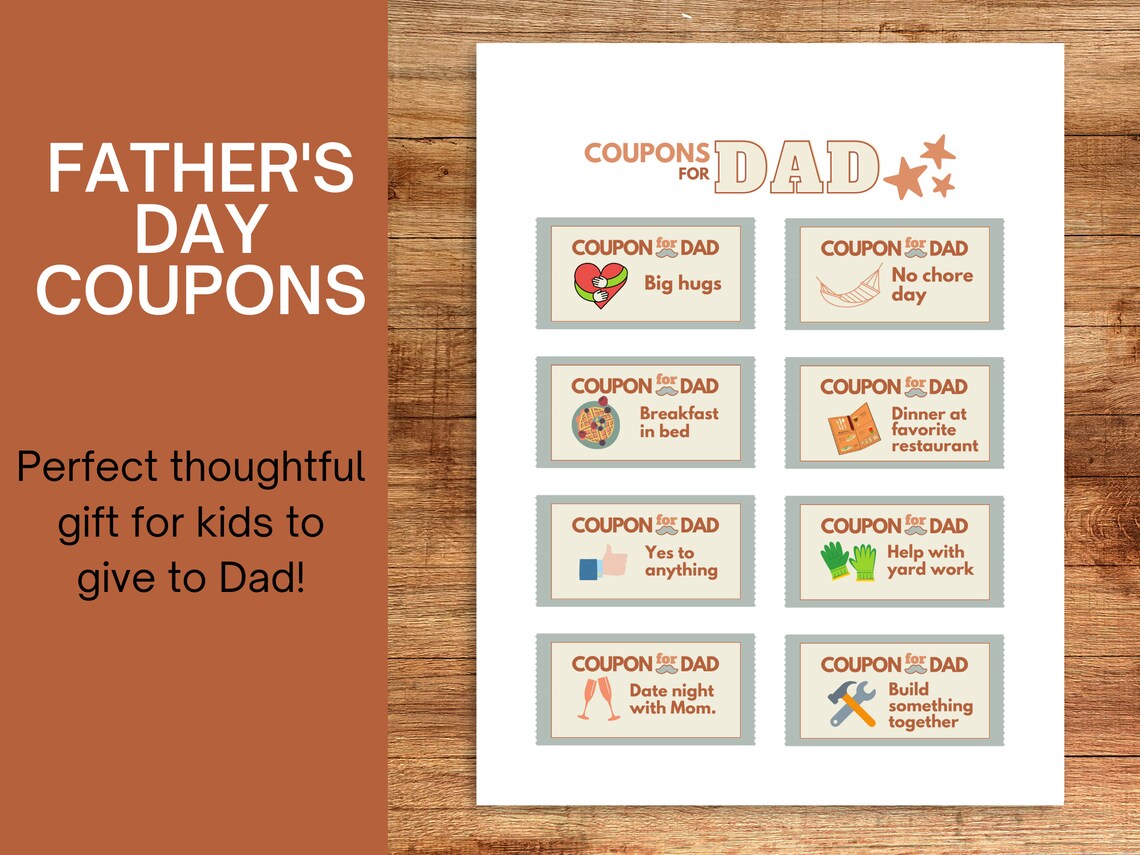 Father's Day Card, Father's Day Gift Tags, Father's Day Coupons, Thank ...