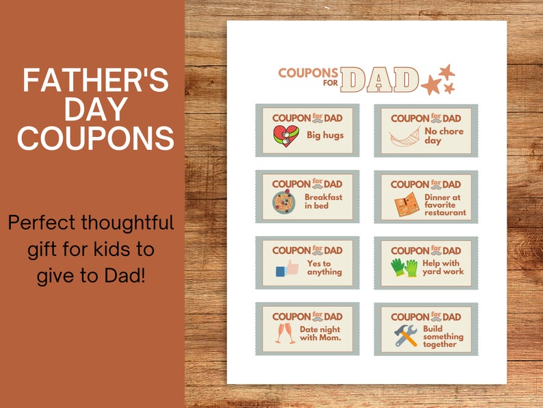 Father's Day Card, Father's Day Gift Tags, Father's Day Coupons, Thank ...