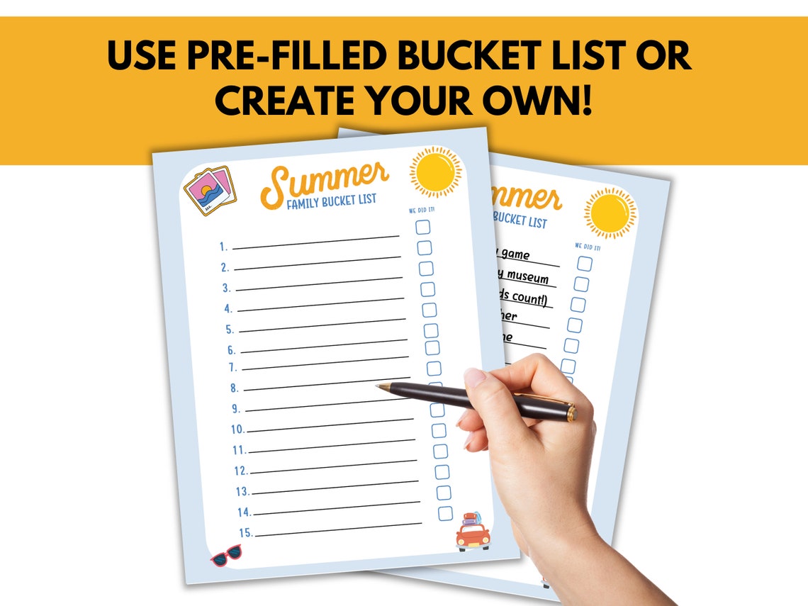 Summer Family Bucket List, Printable Bucket List, Summer Bucket List ...