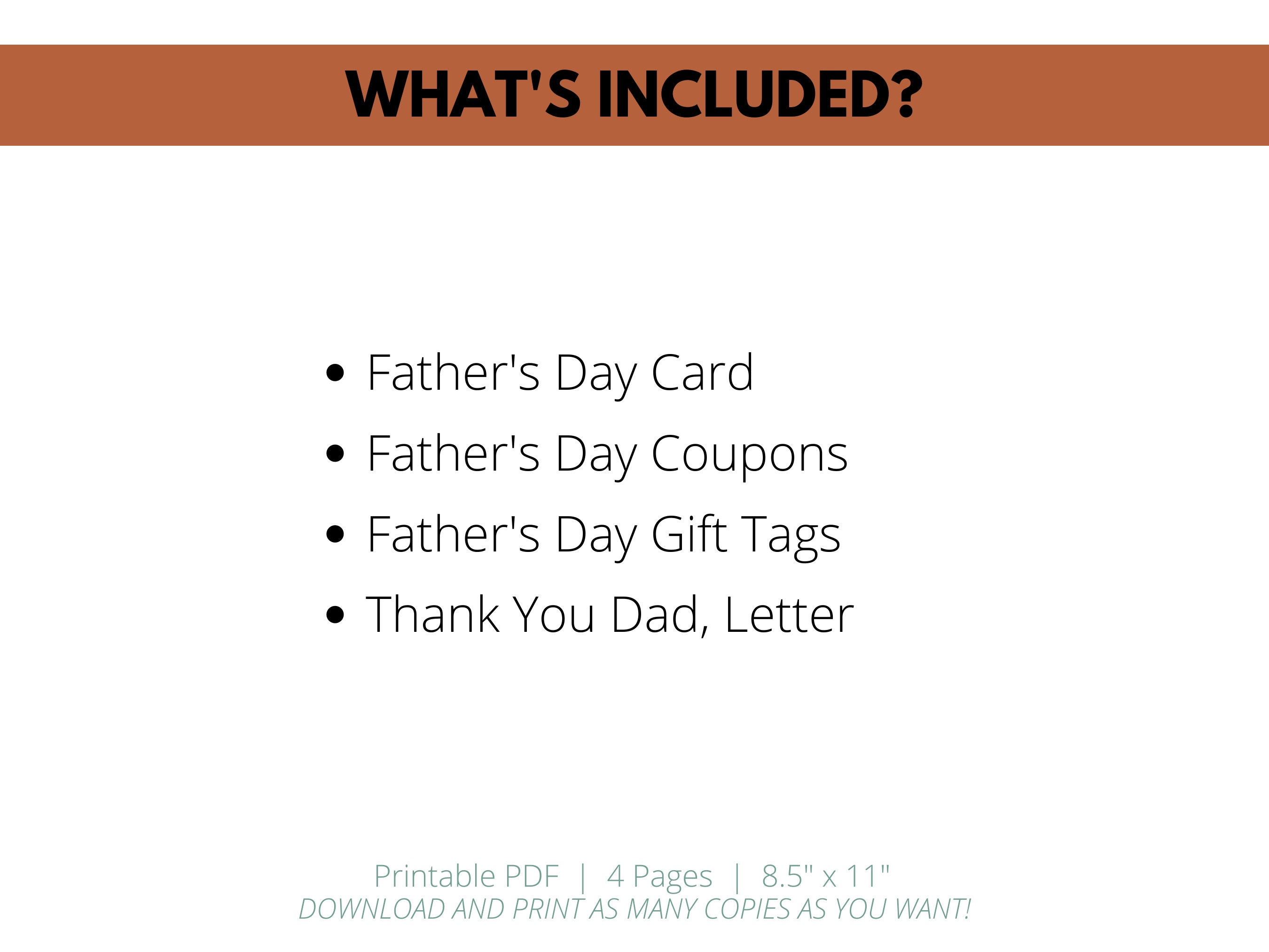 Father's Day Card, Father's Day Gift Tags, Father's Day Coupons, Thank ...
