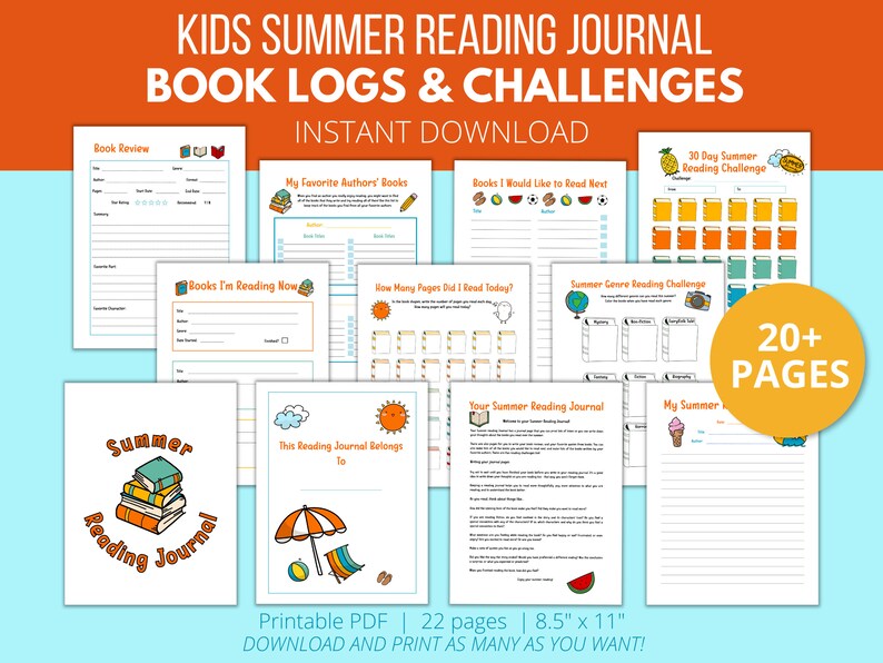 Kids Summer Reading Log, Kids Reading Journal, Printable Reading ...