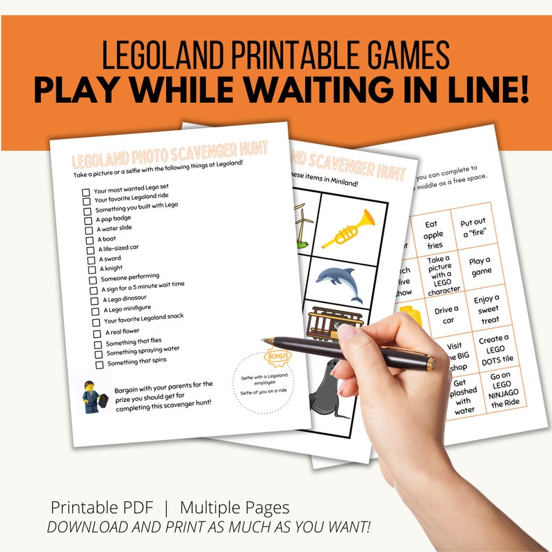 Printable LEGOLAND Games Activity Pack for Family Road Trip, Flying, or ...