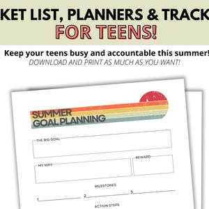 Teenage Summer Bucket List, Teen Summer Planner, Printable Bucket List ...
