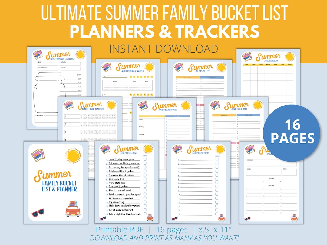 Summer Family Bucket List, Printable Bucket List, Summer Bucket List ...