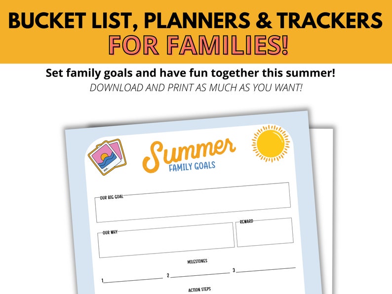 Summer Family Bucket List, Printable Bucket List, Summer Bucket List ...
