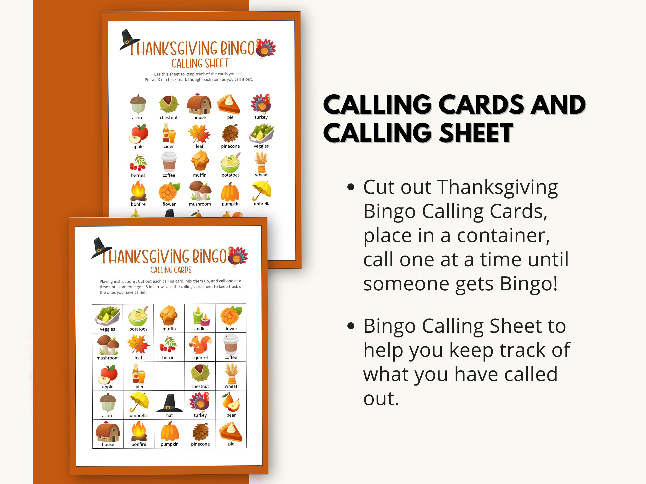 Thanksgiving Bingo, Thanksgiving Family Game, Printable Bingo Game ...