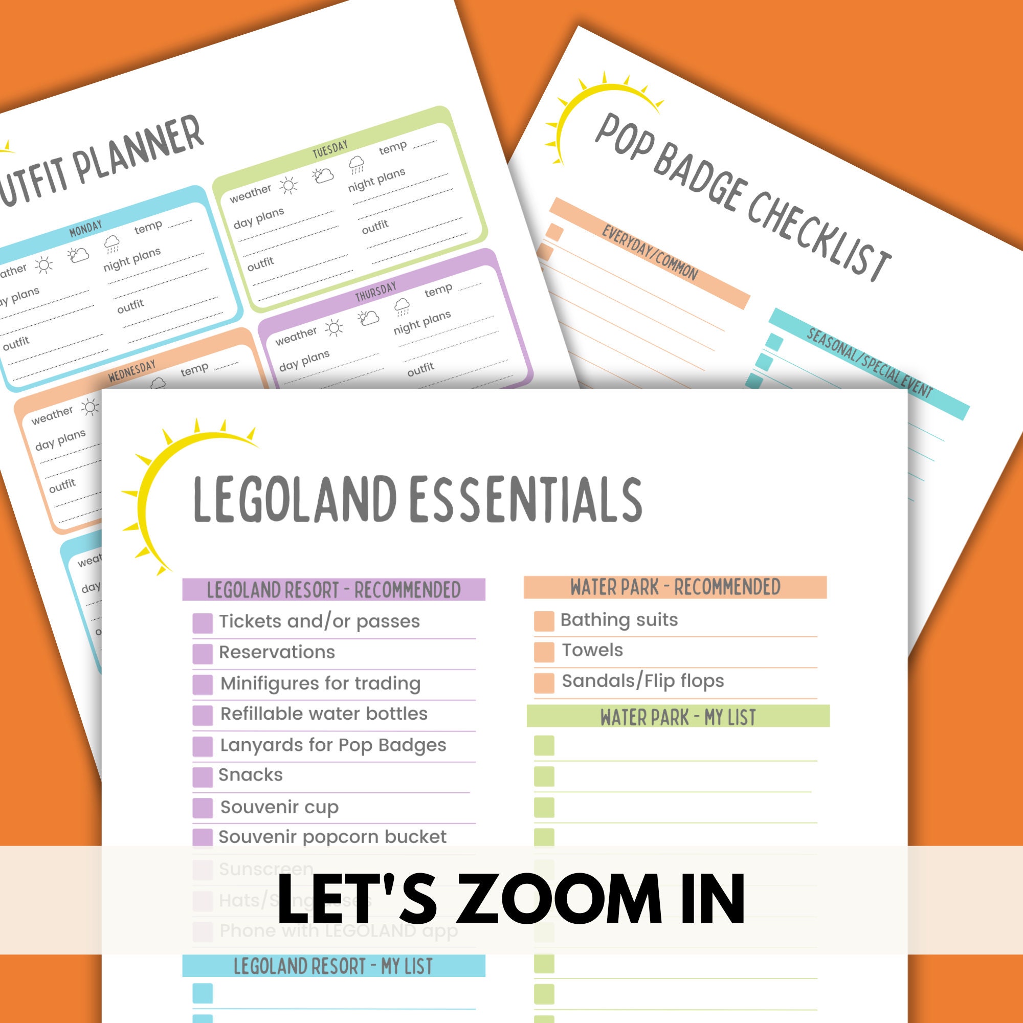 Printable Legoland Vacation Planner | Legoland Trip Planner | Amusement ...