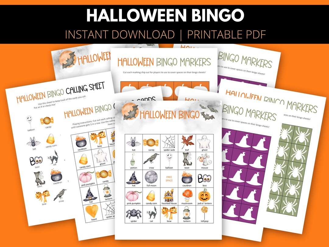 Printable Halloween Bingo, 30 Unique Halloween Bingo Cards, Halloween ...