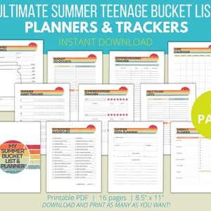 Teenage Summer Bucket List, Teen Summer Planner, Printable Bucket List ...