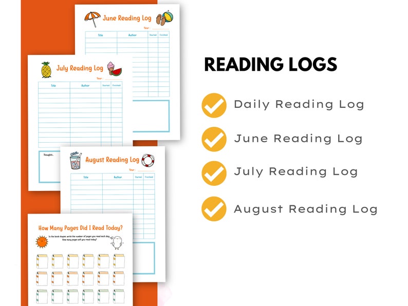 Kids Summer Reading Log, Kids Reading Journal, Printable Reading ...