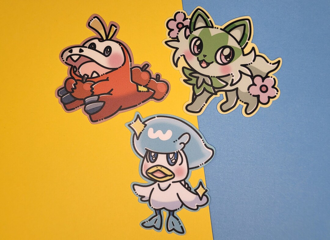 Paldea Starters Matte Vinyl Die Cut Stickers Fuecoco - Etsy