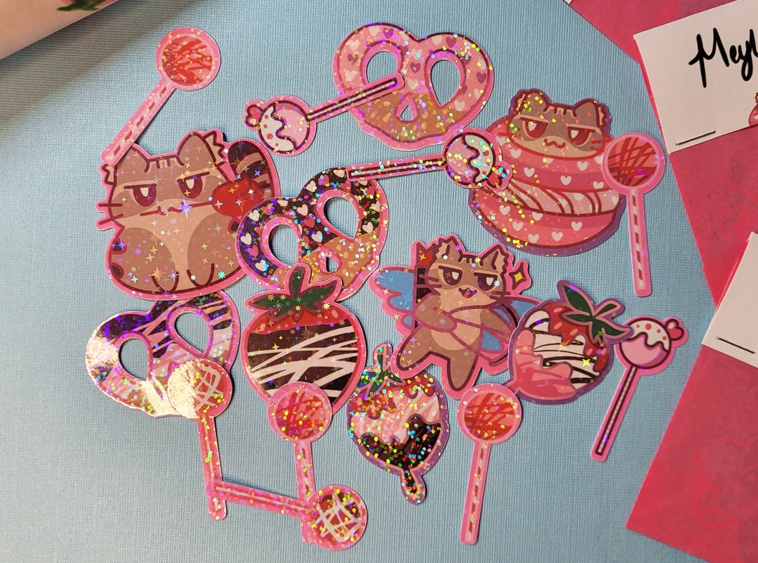 6 Pc. Valentine's Sticker Pack Rose, Macaroon, & Cupid - Etsy