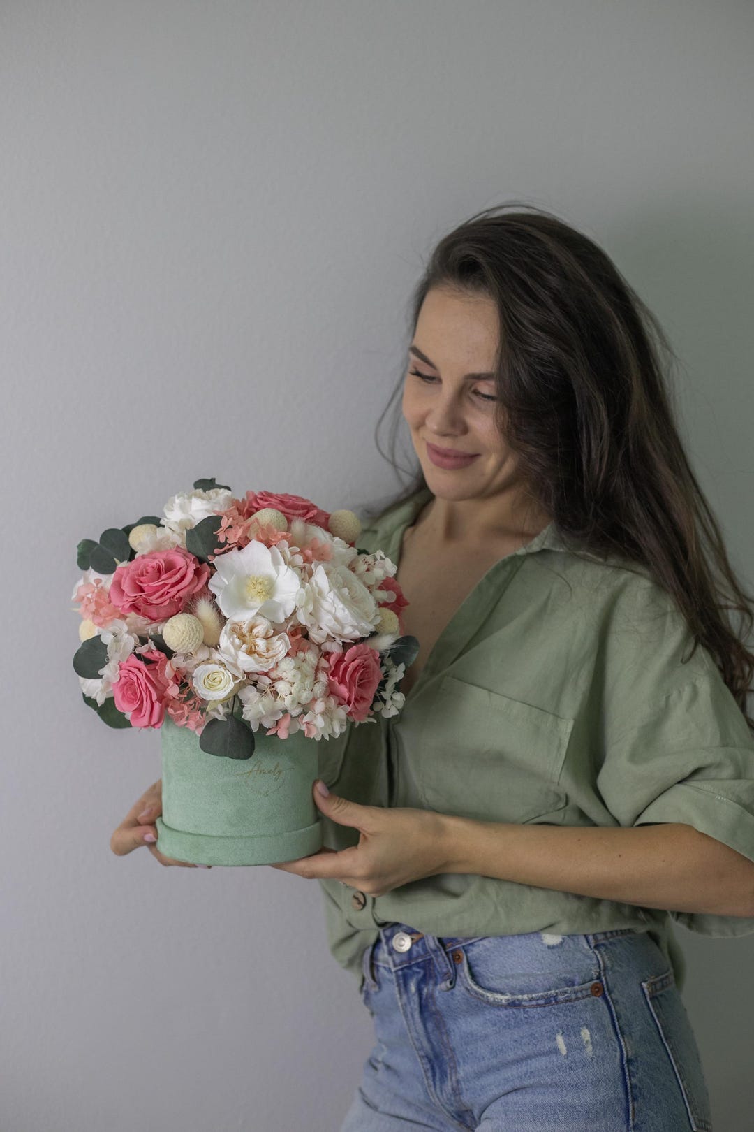 Preserved Real Flowers Bouquet Forever Roses, Floral Arrangement, Long ...