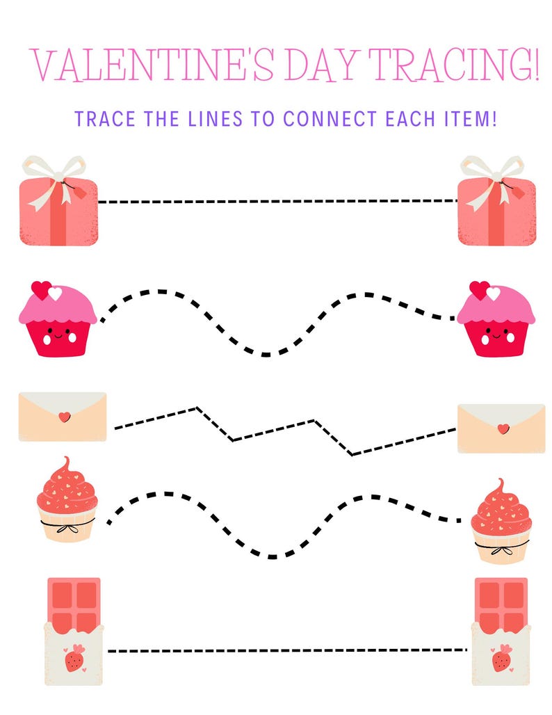 Valentine's Day Tracing Worksheet! - Etsy