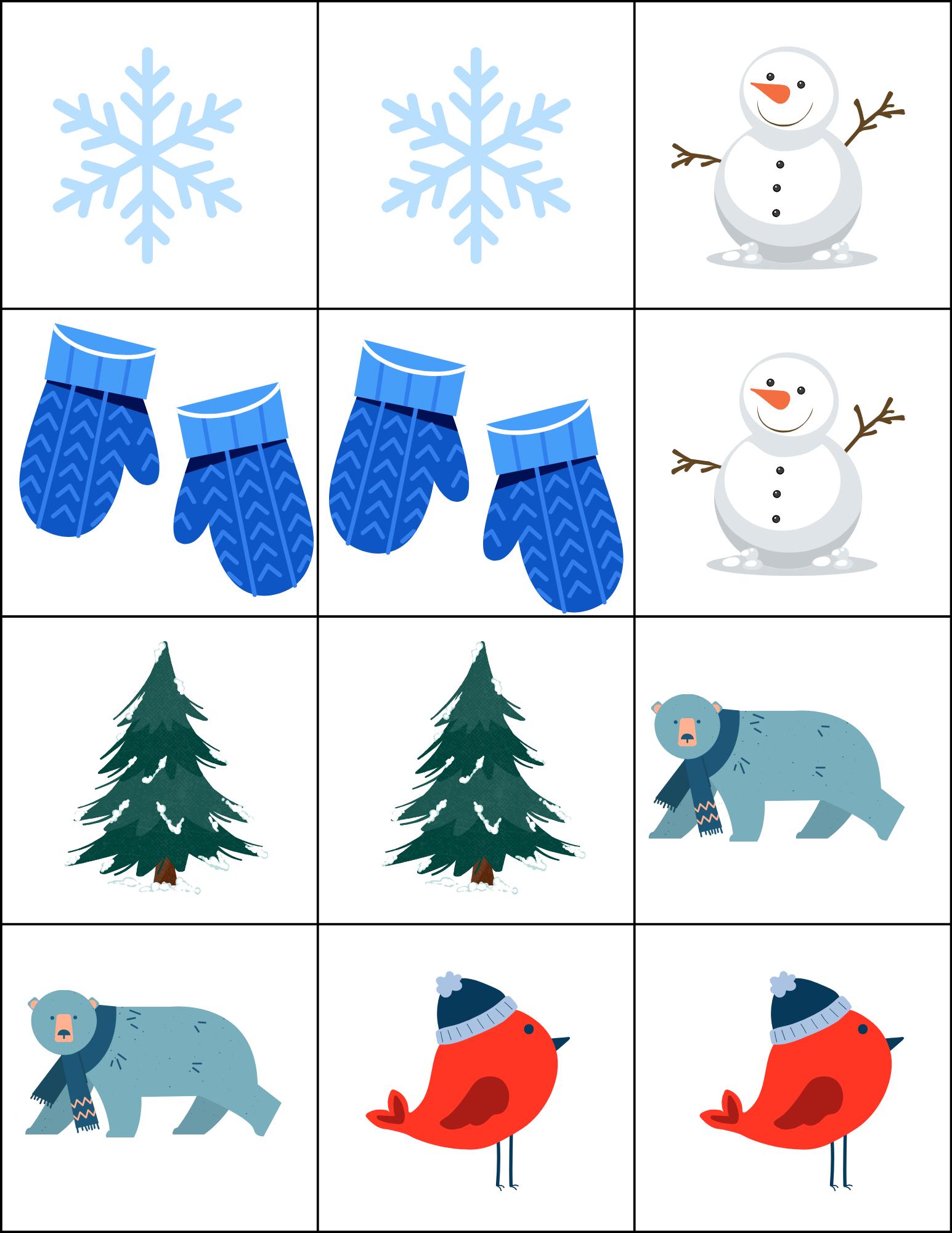 Winter Themed Memory Matching Printable Game! - Etsy
