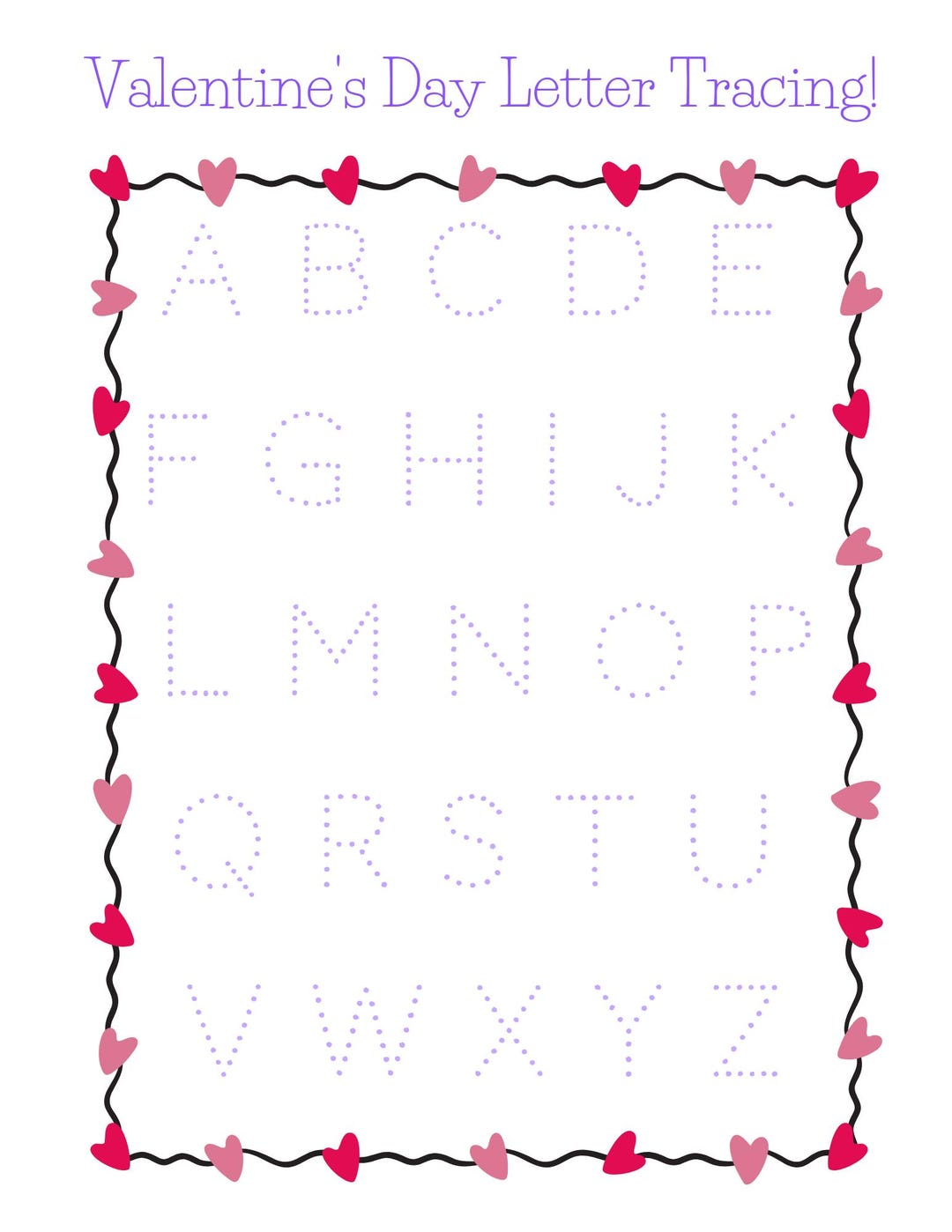 Valentine's Day Letter Tracing Worksheet! - Etsy