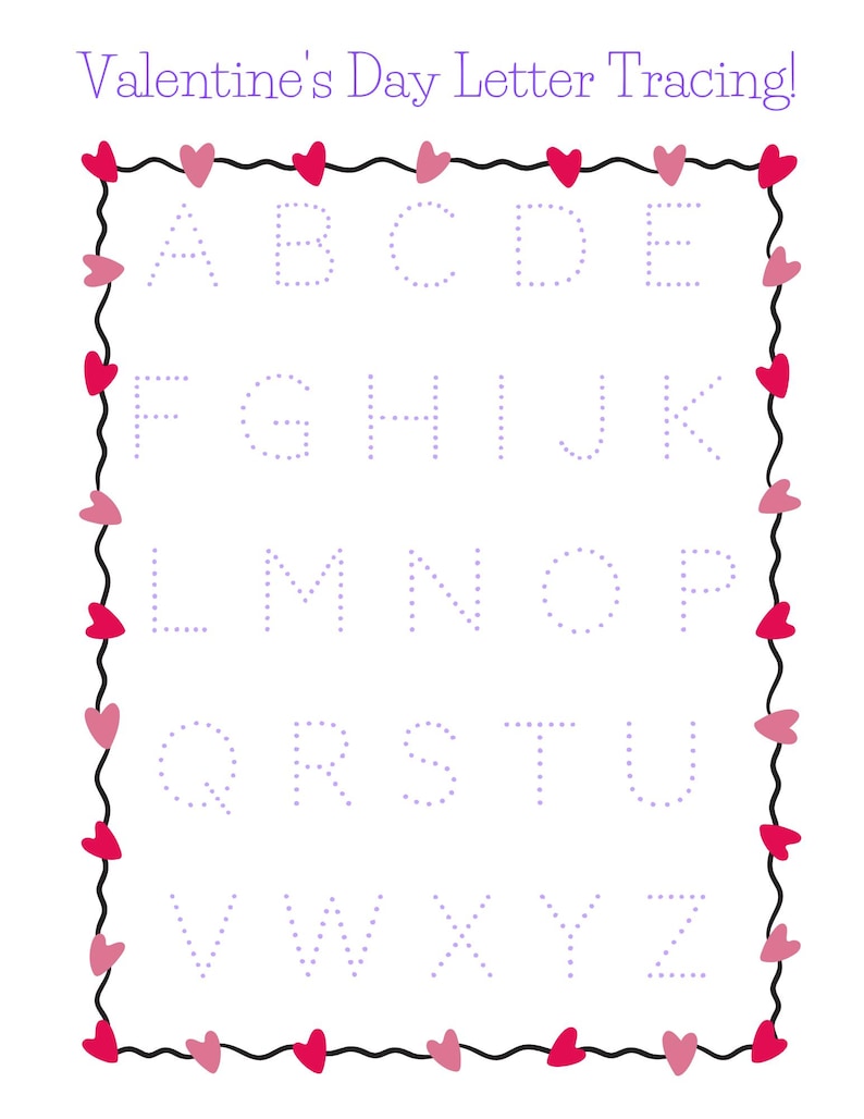 Valentine's Day Letter Tracing Worksheet - Etsy