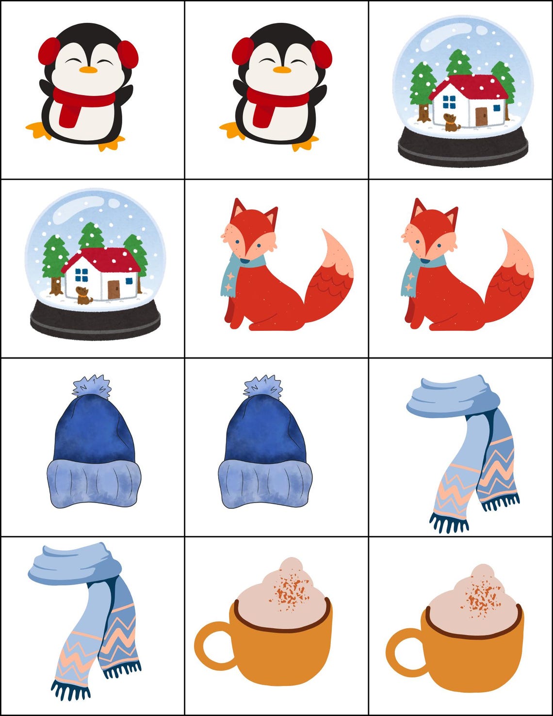 Winter Themed Memory Matching Printable Game! - Etsy