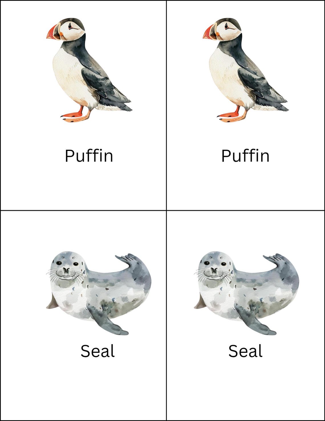 Arctic Animals Memory Matching Game Printable Bundle! - Etsy