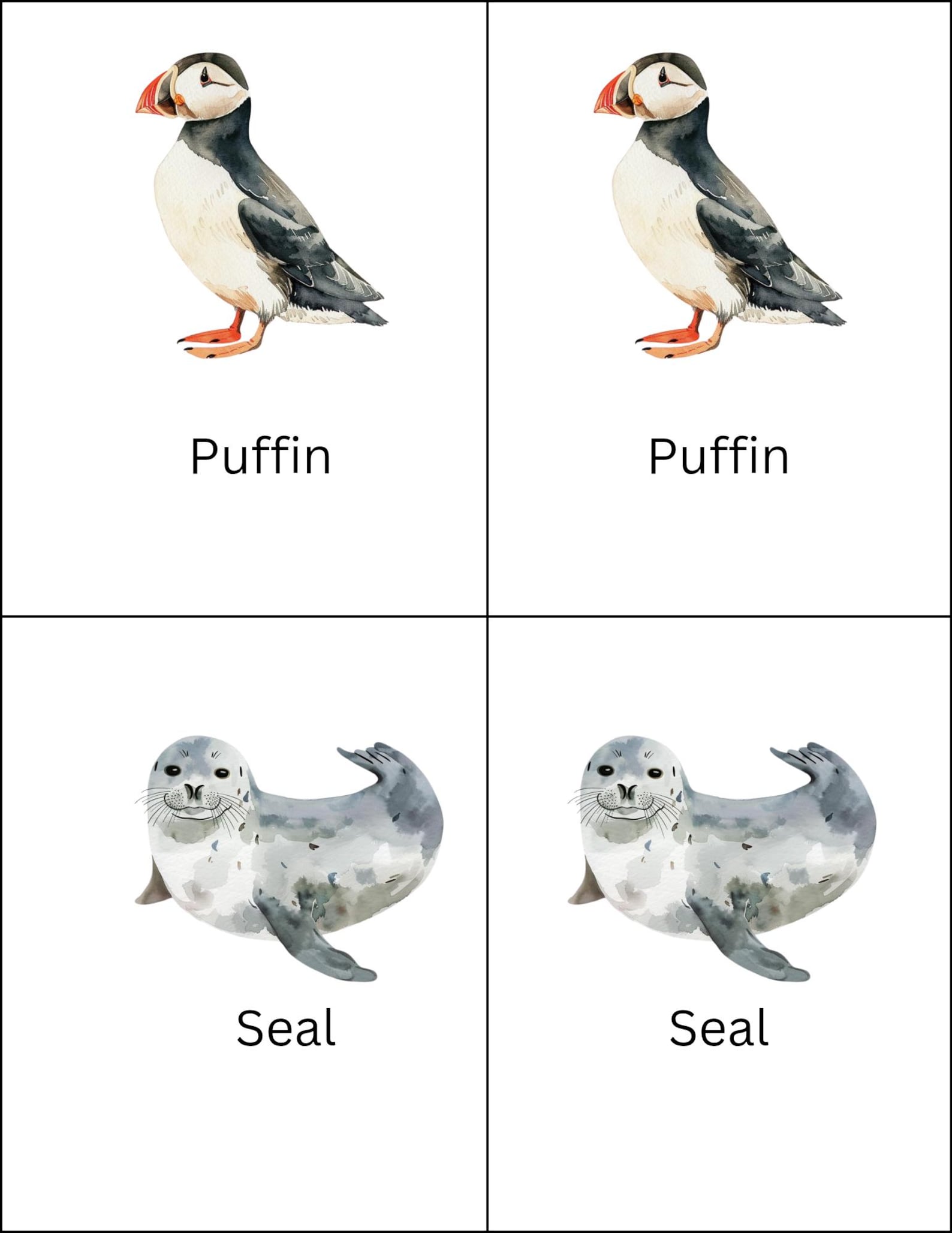 Arctic Animals Memory Matching Game Printable Bundle! - Etsy