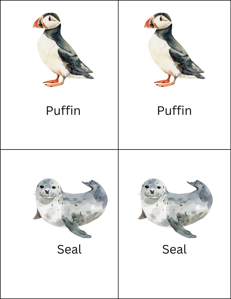 Arctic Animals Memory Matching Game Printable Bundle! - Etsy