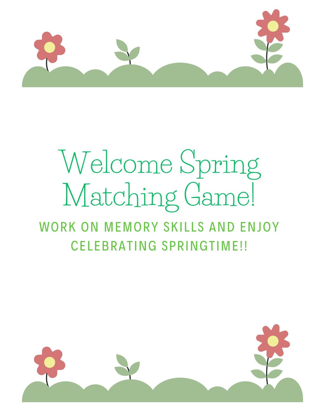 Springtime Memory Matching Game Printable Bundle, Preschool Matching ...