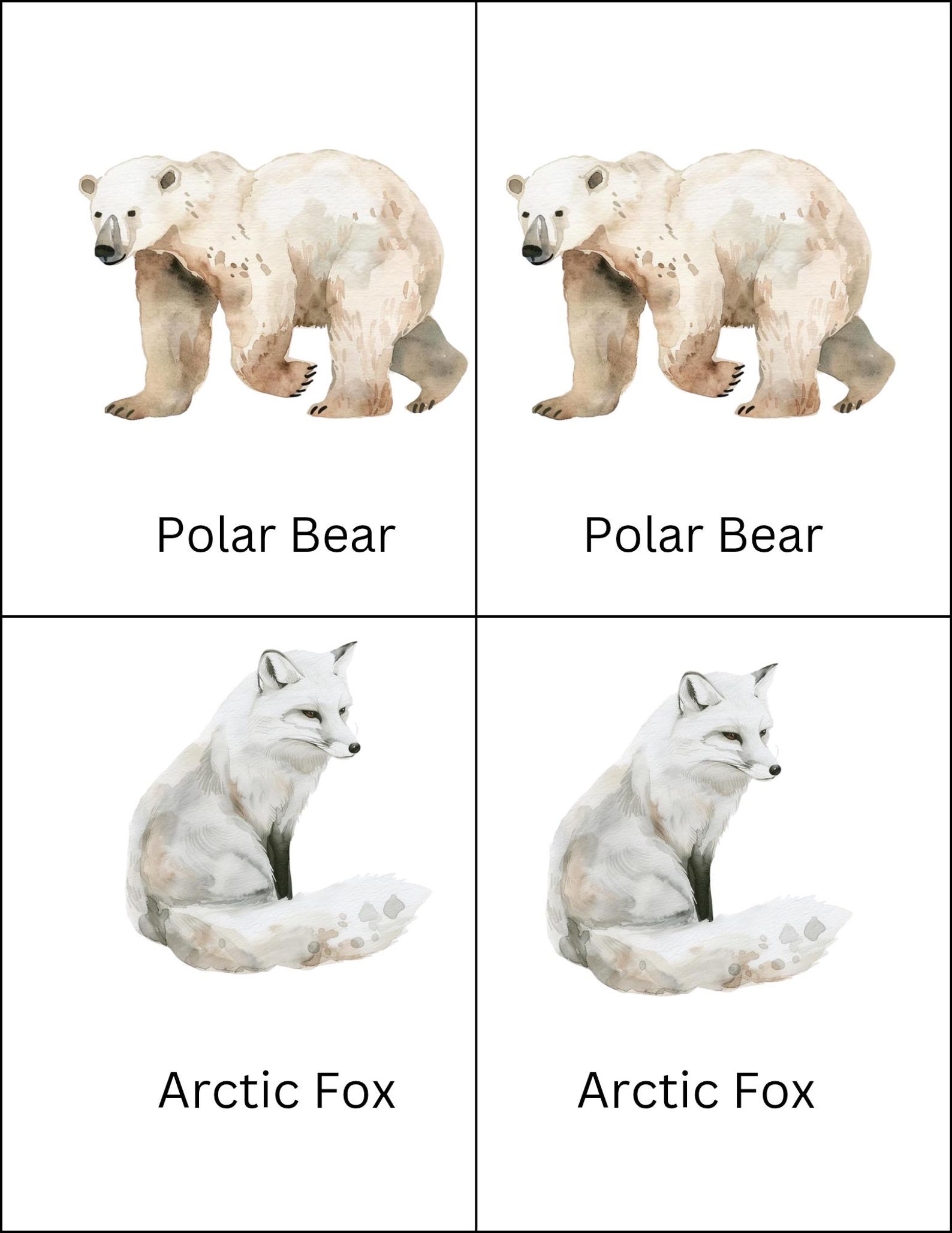 Arctic Animals Memory Matching Game Printable Bundle! - Etsy