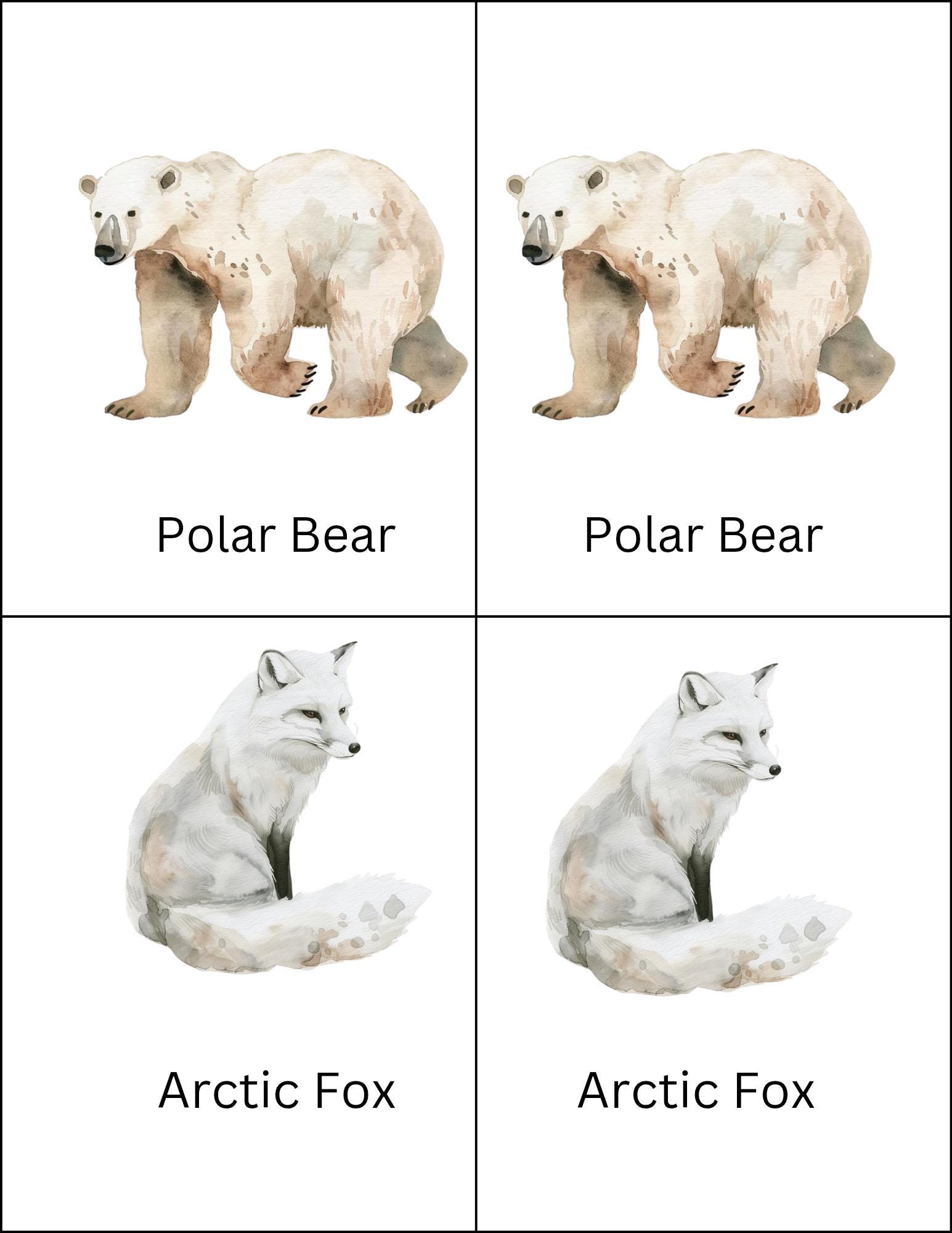 Arctic Animals Memory Matching Game Printable Bundle! - Etsy