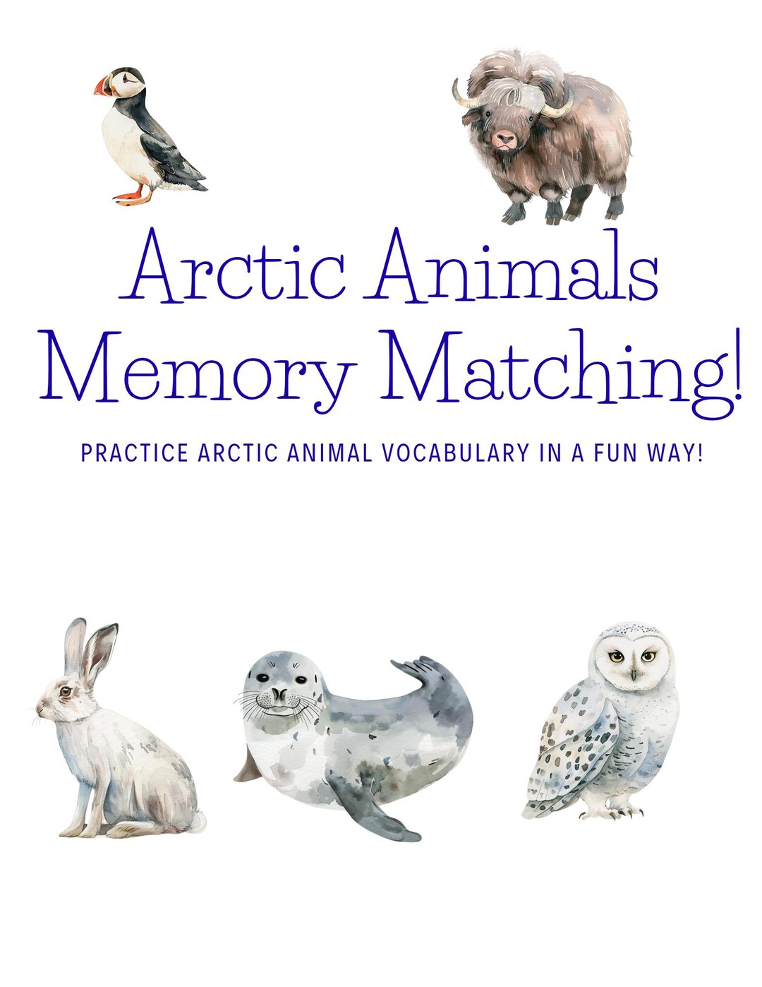 Arctic Animals Memory Matching Game! Practice Visual Memory and Arctic ...