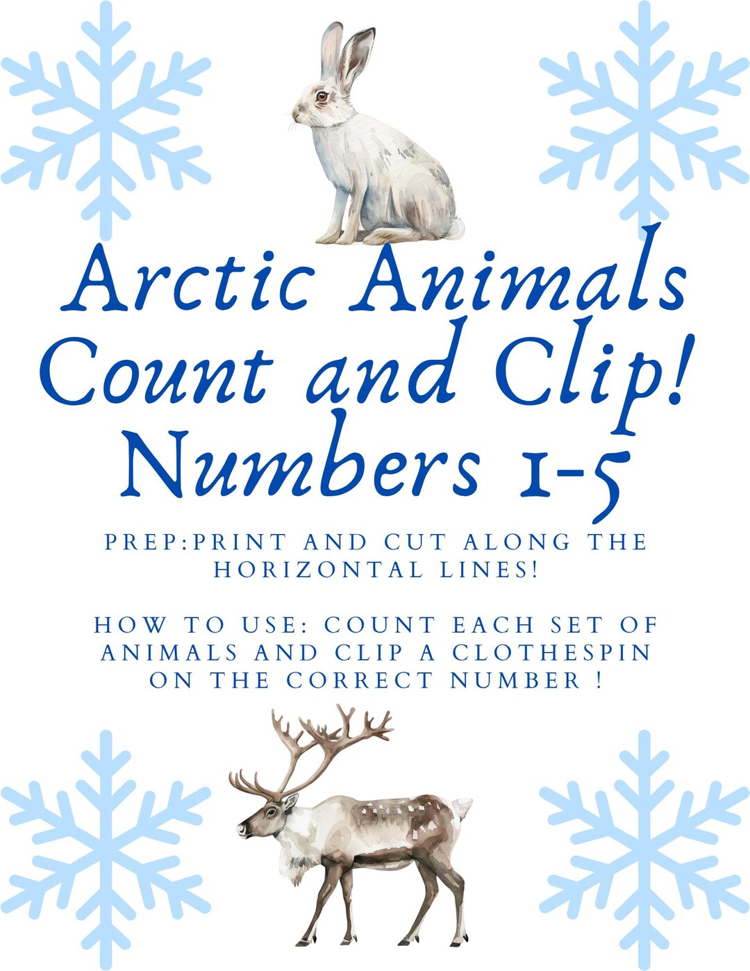 Arctic Animals Count and Clip Cards, Counting Practice for Preschool ...