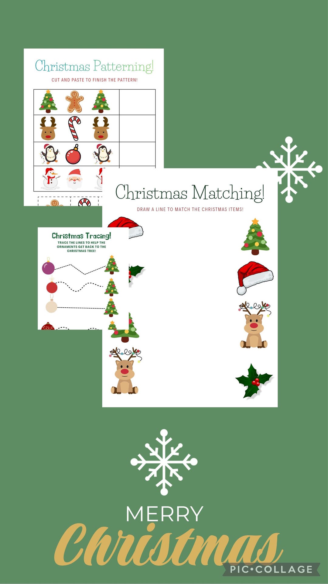 Christmas Preschool Bundle- Work on Matching, Tracing and Patterning ...