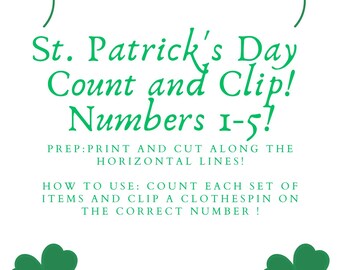 St. Patrick's Day Count and Clip Cards | Printable Math Activity for ...