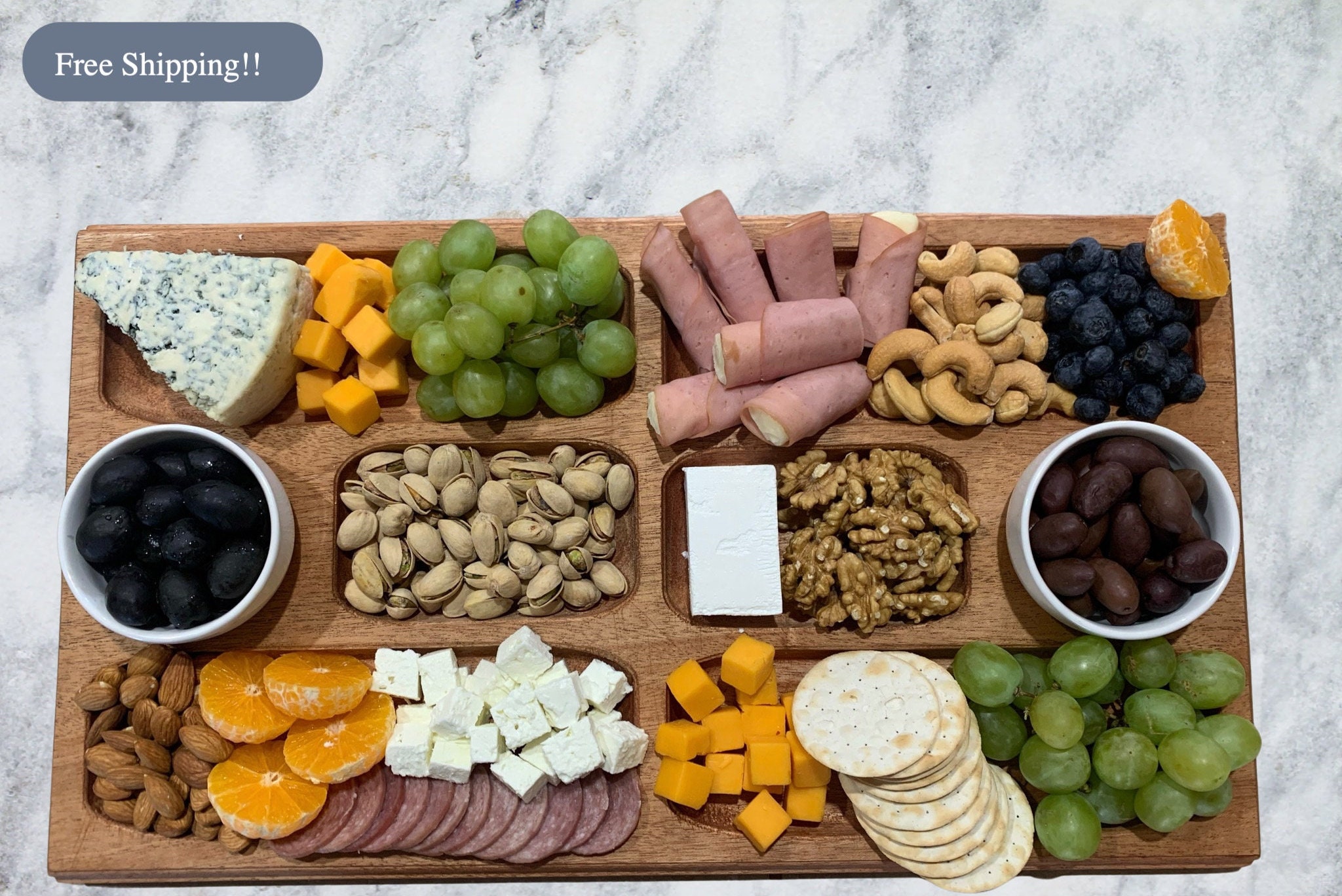 Personalized, Charcuterie Board, 8 Snack Tray With Hidden Handles ...