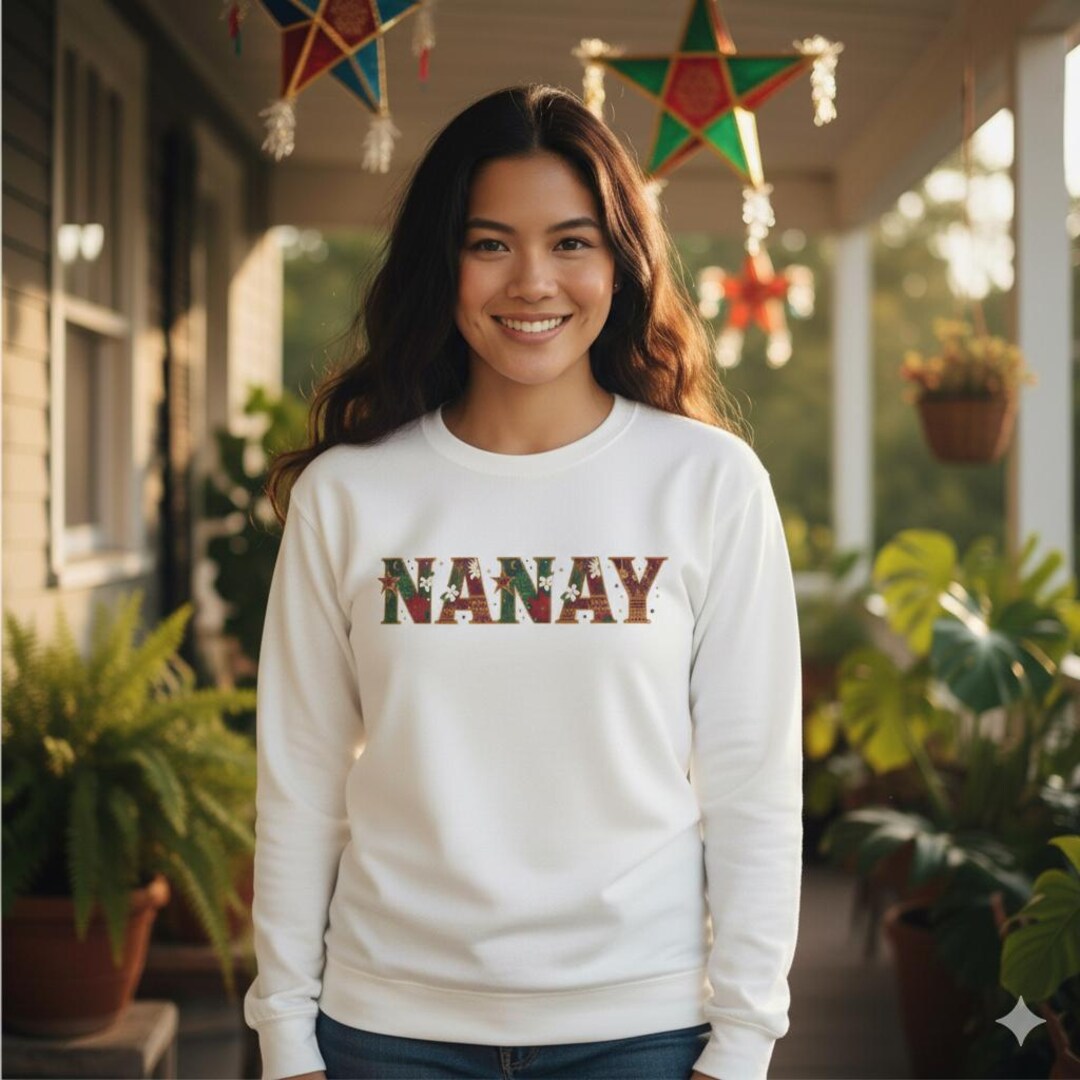 Nanay Sweatshirt Filipino Christmas, Cozy Holiday Gift for Mom, Parol ...