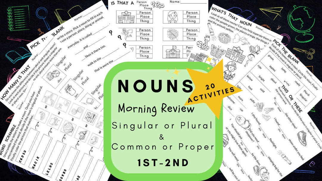 Noun Worksheets - Warm-up Worksheets | 1st & 2nd Grade Grammar Practice ...