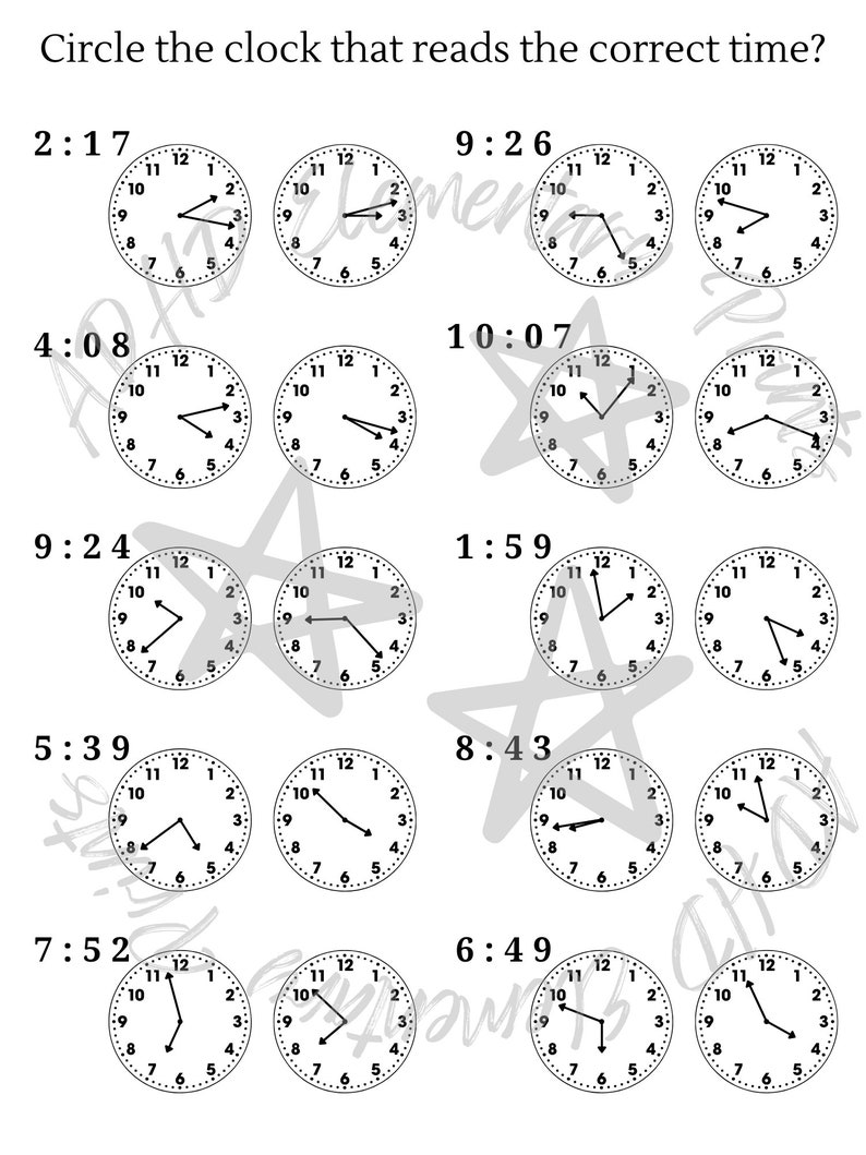 Telling Time 1st & 2nd Grade Math Worksheets Printable Includes Visual ...