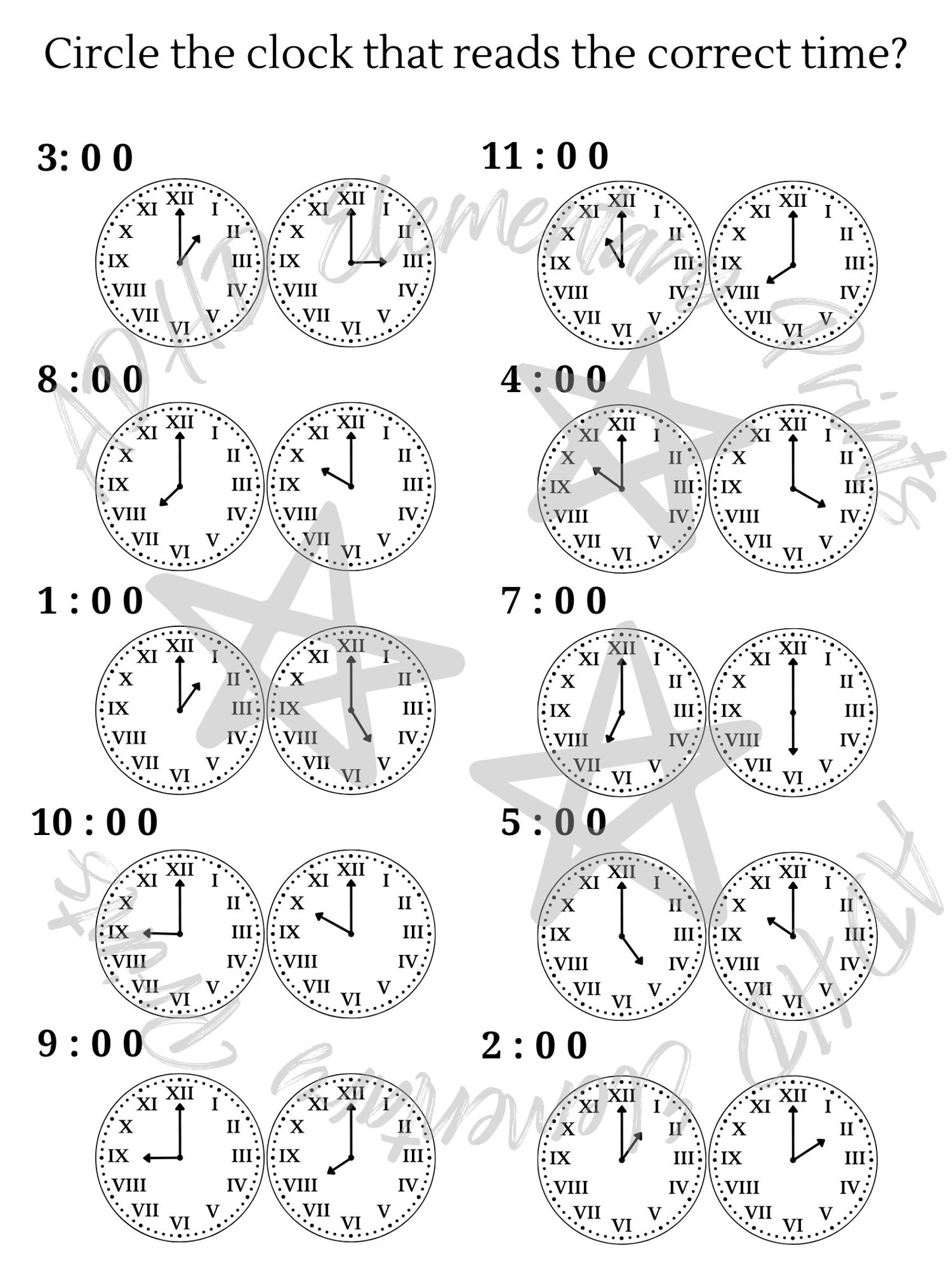 Telling Time 1st & 2nd Grade Math Worksheets Printable Includes Visual ...