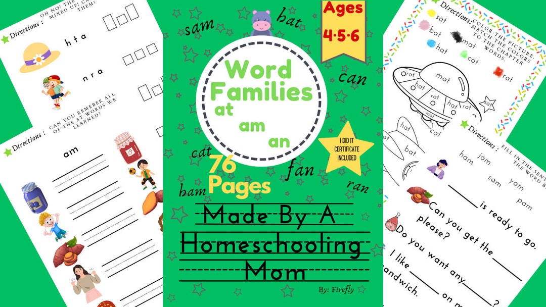 Pre-k & Kindergarten Reading Homeschool Worksheets Word - Etsy