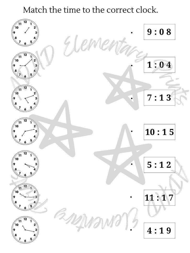 Telling Time 1st & 2nd Grade Math Worksheets Printable Includes Visual ...